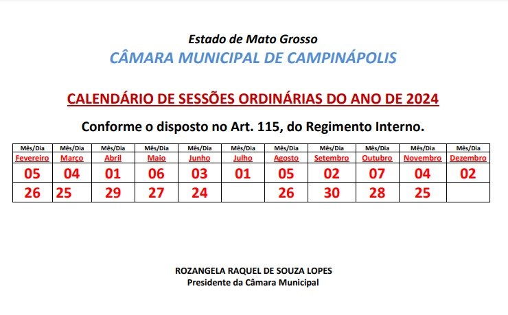 Página Inicial — Câmara Municipal de Campinápolis